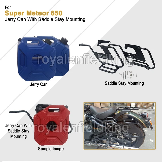 FIT FOR ROYAL Enfield Blue Jerry Can With Saddle Stay For Super Meteor ...