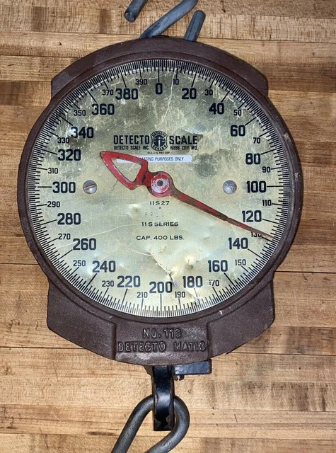 VINTAGE DETECTO HANGING Dial Scale 400 LB Capacity 11S Cast Iron Made ...