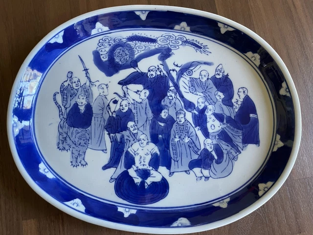 BLUE & WHITE Chinese Export Platter Porcelain Platter 11x9 Inches ...