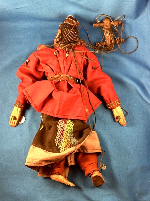ANTIQUE BURMESE HAND CARVED WOODEN MARIONETTE STRING PUPPET 10 STRINGS ...