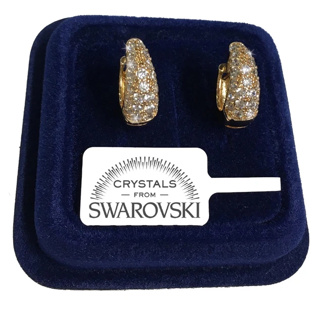 CERCHI BOMBATI ORECCHINI donna pl.oro giallo 18K con cristalli ...