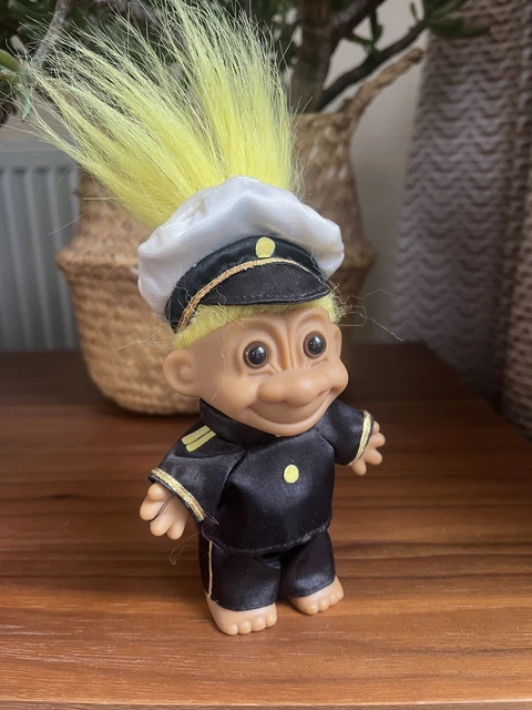 VINTAGE CAPTAIN RUSS TROLL Doll Yellow Hair Officers Uniform 10cm 4 ...