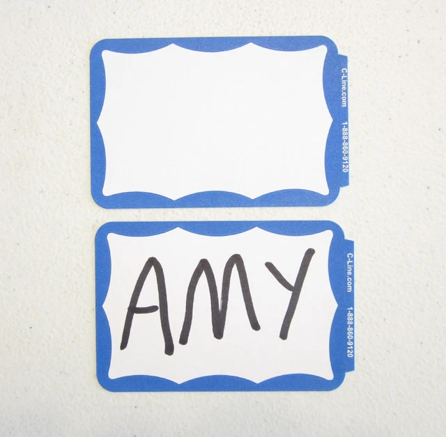 20 BLUE BORDER Badges Name Tags Labels Id Stickers Peel And Stick ...
