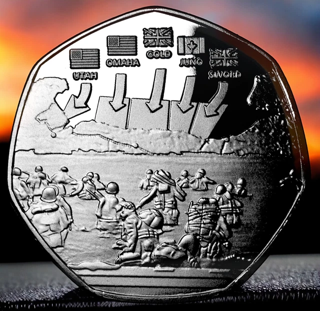 80TH ANNIVERSARY D-DAY LANDINGS Silver Commemorative Coin. 1944-2024 ...
