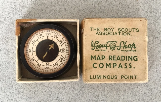 VINTAGE BOY SCOUTS ASSOCIATION MAP READING COMPASS antique bakelite ...