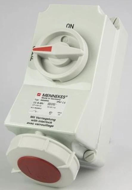 MENNEKES SWITCHABLE IP67 Interlocked Socket 3PN+E, Earthing Position 6h ...