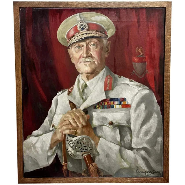 OIL PAINTING MILITARY Portrait Major General British Indian Army ...