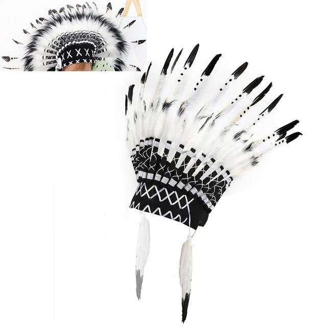 NATIVE AMERICAN HEADDRESS Black Chief Indian Feather Hat Funny Child ...
