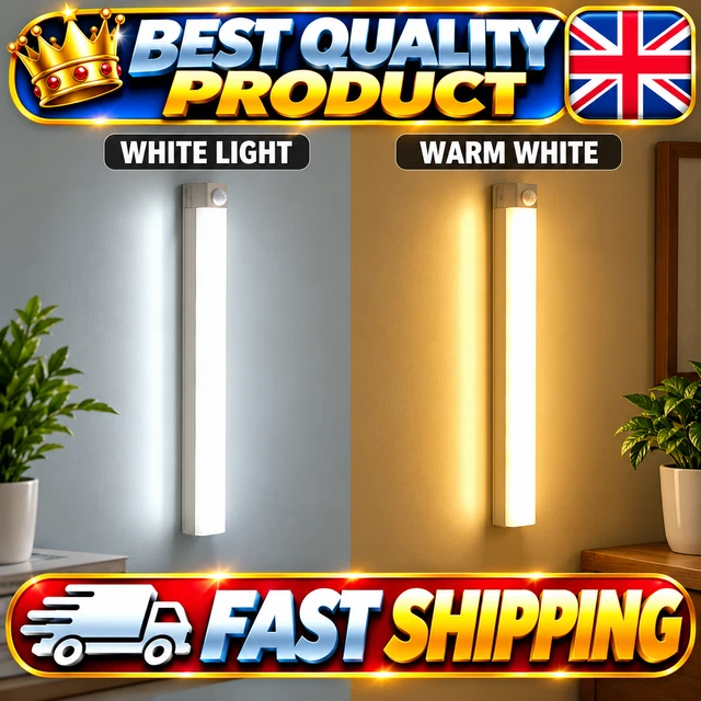 LED MOTION SENSOR Light Rechargeable Type C Wireless Wardrobe Cabinet ...