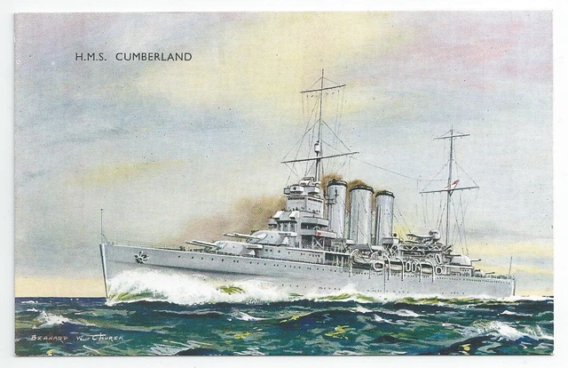 HMS CUMBERLAND COUNTY class Heavy Cruiser Royal Navy PC EUR 14,27 ...