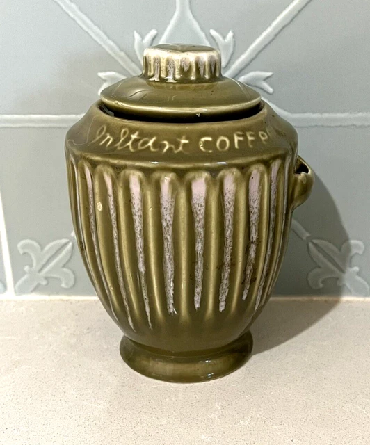 VINTAGE ROYAL SEALY Green Ceramic Canister 'Instant Coffee' - Japan ...