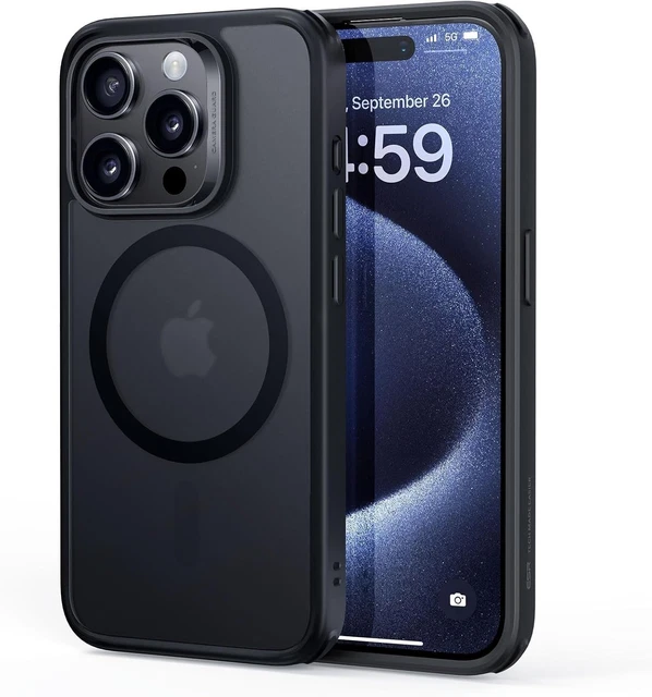 ESR PRO PROTECTION Case Set iPhone 15Pro Frost Black HaloLock w/ screen ...