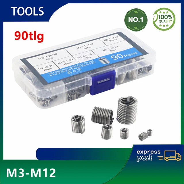 90TLG METRISCH GEWINDE Reparatur Einsatz Helicoil Set M3 M4 M5 M6 M8 M10 M12 EUR 10,99 - PicClick DE