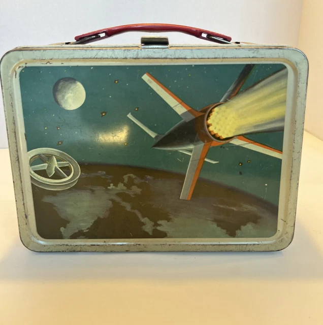 SATELLITE OUTER SPACE Exploration Vintage Original Metal Lunch Box 1958 ...