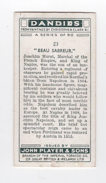 PLAYERS FASHION CARD #23 Murat, King of Naples $3.99 - PicClick AU