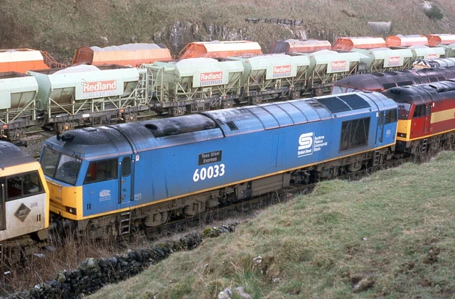 ORIGINAL SLIDE, CLASS 60, 60033, British Steel livery, Peak Forest £1. ...