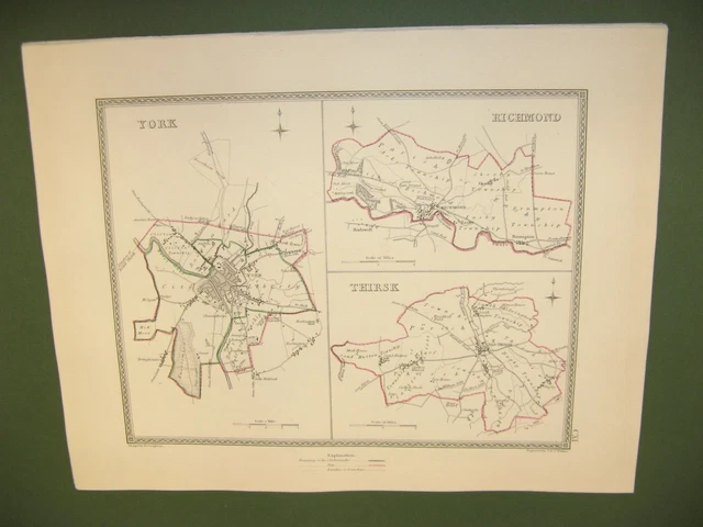 100% ORIGINAL YORK Richmond Thirsk Area Map By Creighton C1838 ...