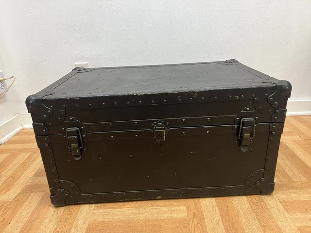 VINTAGE MILITARY STORAGE Chest trunk coffee table box wwii US foot ...