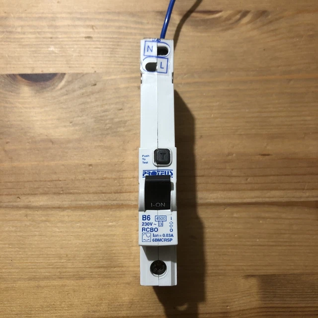 PROTEUS B6 TYPE A RCBO 6Amp 30mA 4.5kA Single Pole 6BMCRSP 222mm Tail £ ...