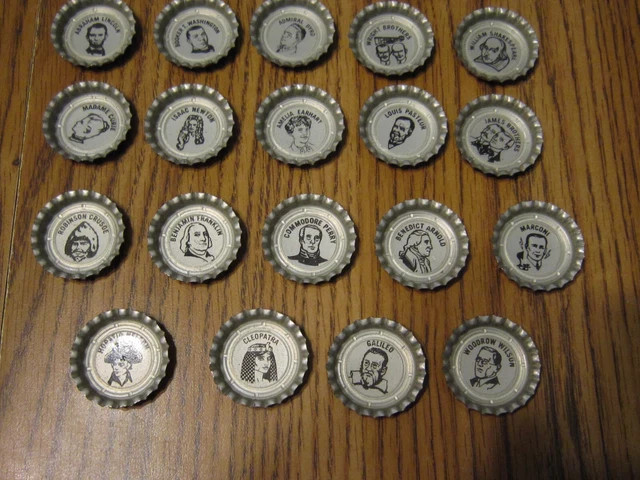 COKE (COCA-COLA) 1960'S BINGO BOTTLE CAPS w/PICTURES of FAMOUS PEOPLE ...