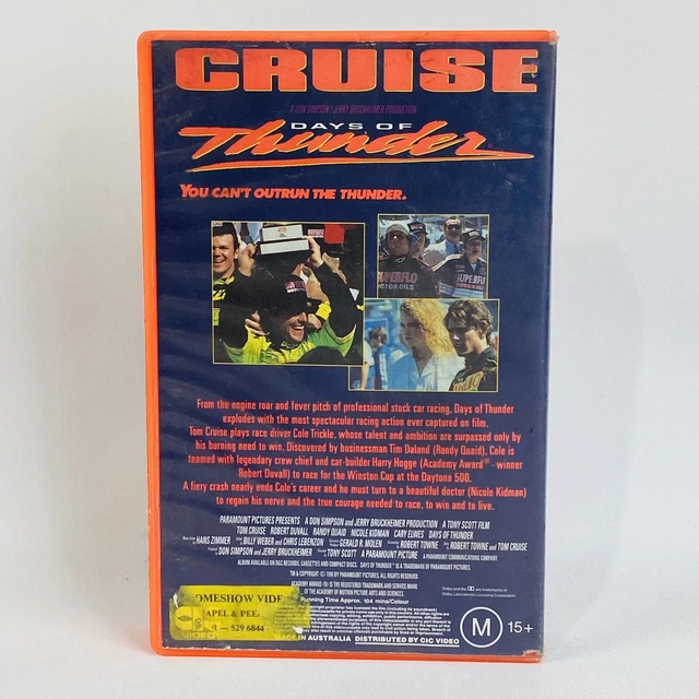 DAYS OF THUNDER VHS Action Drama CIC Big Box Ex-Rental VHS Video Tom ...