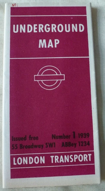 LONDON TRANSPORT: UNDERGROUND Map: Number 1, 1939: folded paper £10.02 ...