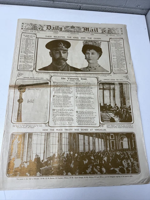 VINTAGE NEWSPAPER DAILY Mail June 1919 Ww1 Advertisement Anzac Royals ...