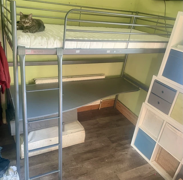 IKEA SVARTA HIGH Sleeper With Desk Attachment £52.72 - PicClick UK