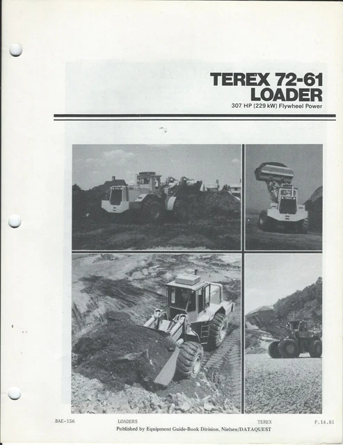 EQUIPMENT BROCHURE - Terex - 72-61 - Wheel Loader - Old Photocopy ...