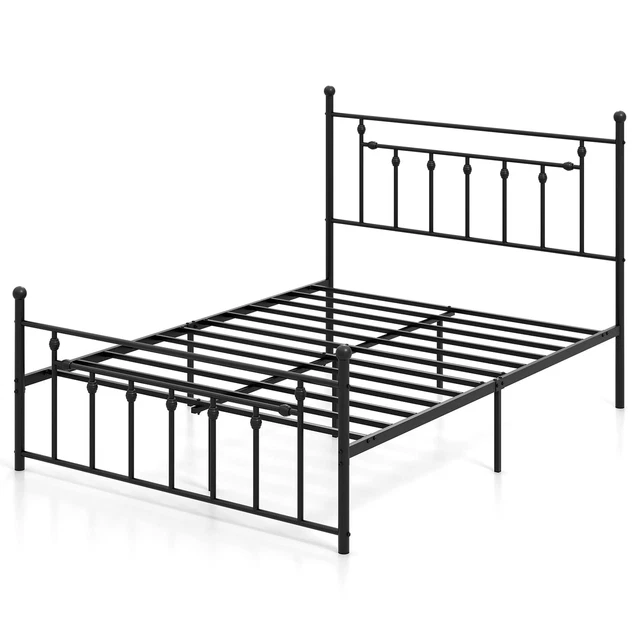 COSTWAY KING SIZE Metal Bed Frame Metal Slats Supported Platform Bed ...