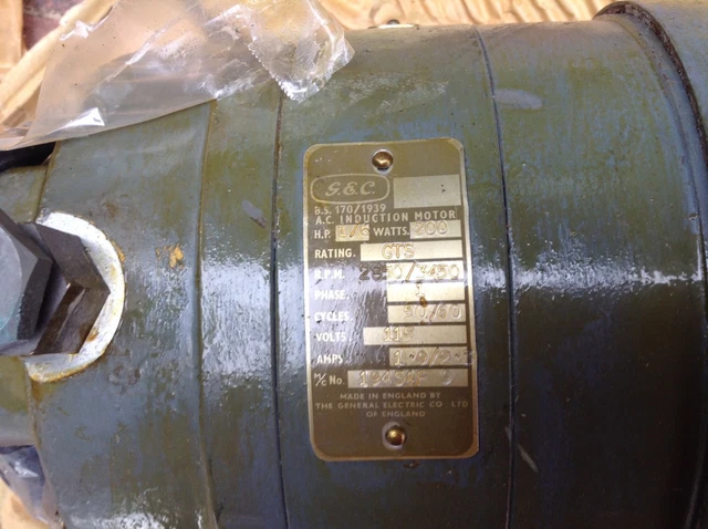 NEW SINGLE PHASE AC Motor. GEC 110/115 volt 2,800 - 3,400RPM 1/6 hp £52 ...