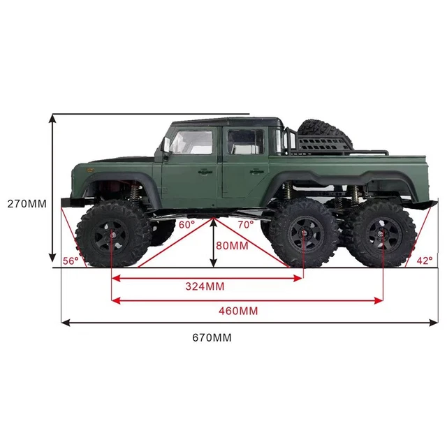 AUSTAR AX-X6 1/10 RC Car Crawler 6x6 30KM/H 2.4G 6WD Truck Green ...