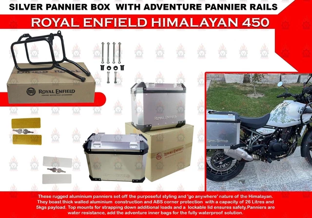 ROYAL ENFIELD &HIMALAYAN 450 Silver Adventure Pannier Box With Rail ...