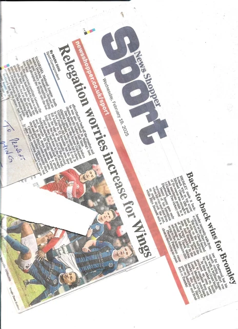 ORIGINAL NEWSPAPER MATCH report 2024/5 Welling United v Dorking ...