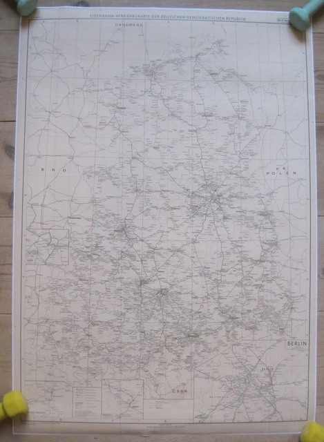 EISENBAHN- U. VERKEHRSKARTE der DDR April 1985 NfD Deutsche Reichsbahn ...