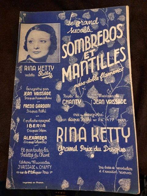 SPARTITO SOMBRERO E Mantiglie Rina Ketty Sheet Music EUR 16,05 ...