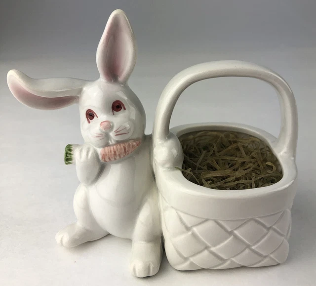 FITZ & FLOYD Porcelain Bunny Rabbit with Carrot and Easter Basket ...
