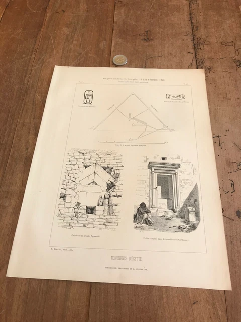 GRAVURE ANCIENNE ARCHITECTE N700 monuments d égypte EUR 10,00 - PicClick IT