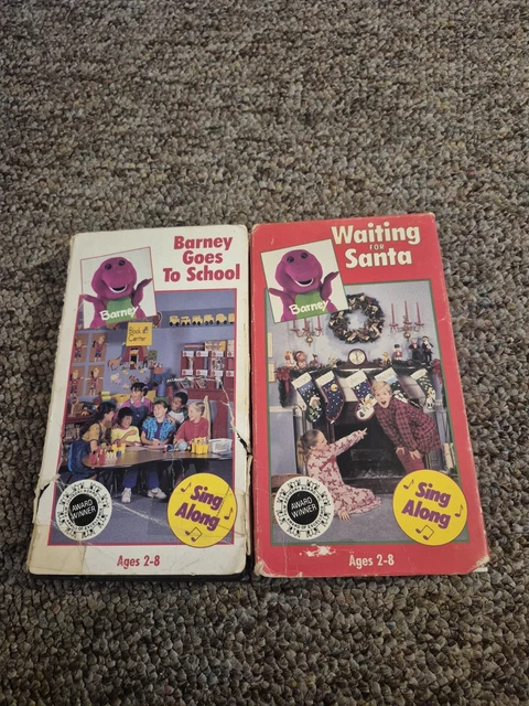 Vintage Barney Vhs Lot Barney Goes To School And Waiting For Santa Tested
