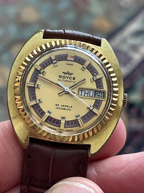 VINTAGE ROYCE 25 Jewels Automatic Gold Plated Gents Watch Stunning ...