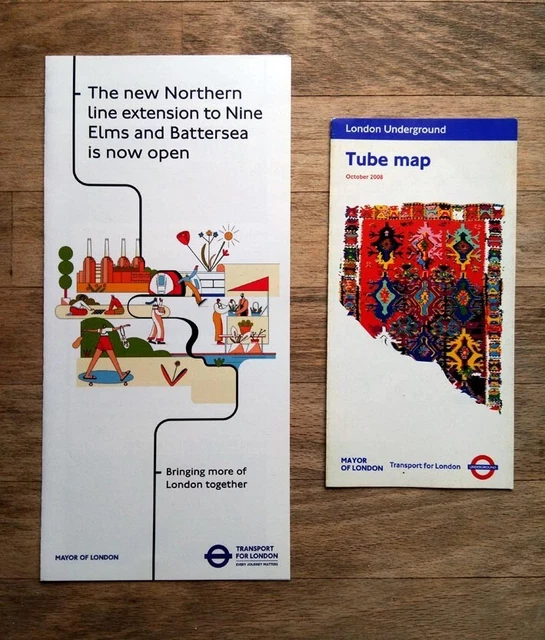 LONDON UNDERGROUND NORTHERN Line Extension leaflet 2021 & tube map 2008 ...