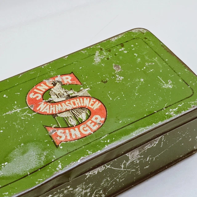 VINTAGE ANTIQUE TIN box Singer sewing machine tool empty tool box 1920 ...