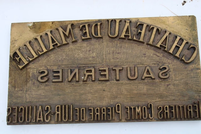 MATRICE EN BRONZE vintage marquage bois des caisses de vin SAUTERNES ...