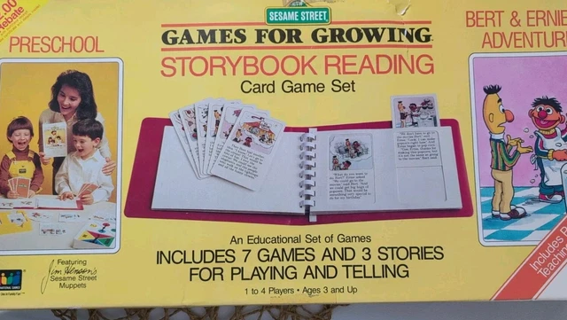 VINTAGE 1988 SESAME Street Storybook Reading Bert & Ernie Card Game ...
