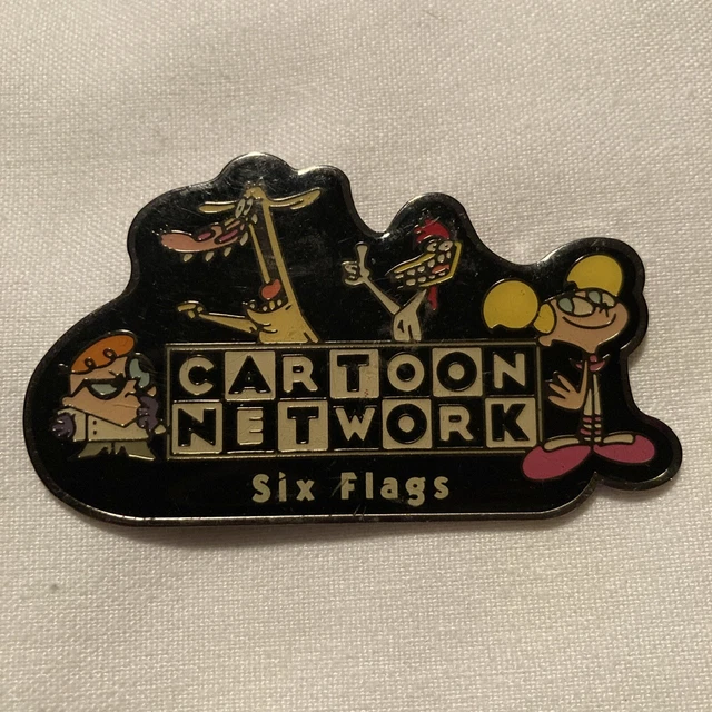 VINTAGE SIX FLAGS Dexter Cow Chicken Cartoon Network Show Magnet Enamel ...