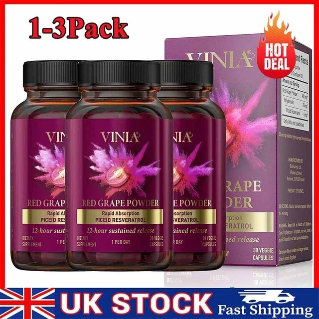 1-3PCS VINIA RED Grape Power Rapid Absorption Piceid Resveratrol 30 Day ...