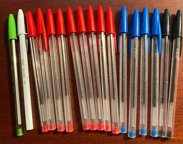 LOT OF 17 BIC Medium Point Red, Blue, Black, and Green Pens - All Work ...