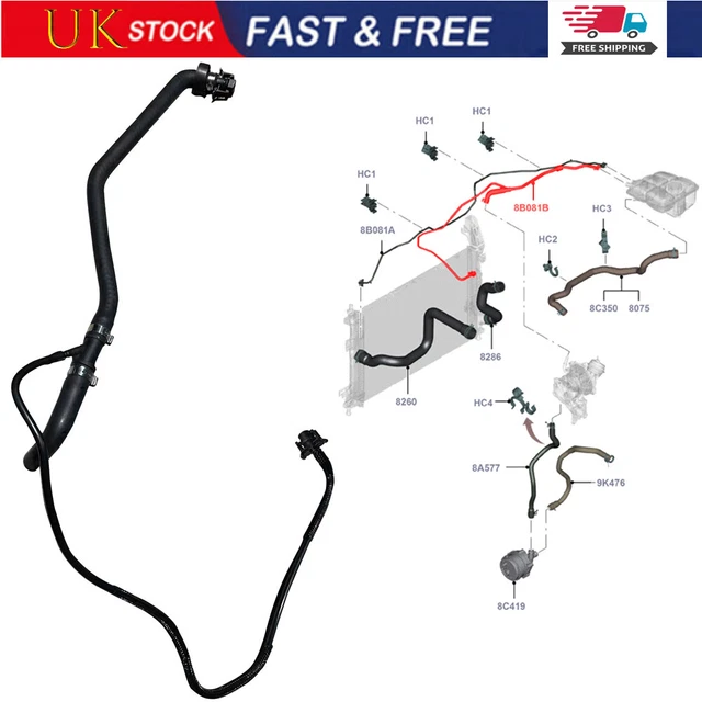 COOLANT WATER OVERFLOW Pipe Hose for Ford Focus MK3 Grand C-Max MK2 1.0 ...