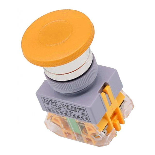 22MM EMERGENCY STOP Mushroom Head Push Button Box Reset Plastic Yellow EUR 4,88 - PicClick FR
