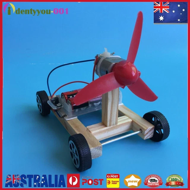 WOODEN DIY SINGLE-WING Wind Car Assembly Model Kit Science Experiment ...